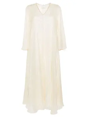 FORTE_FORTE Lurex Kaftan Maxi Dress - Neutrals