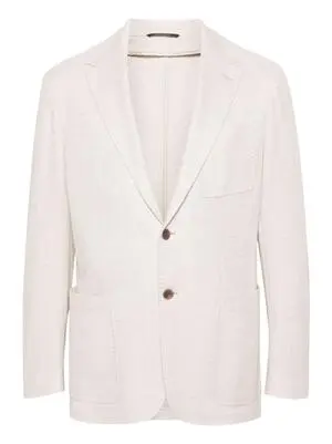 Canali Mélange-effect Single-breasted Blazer - Neutrals