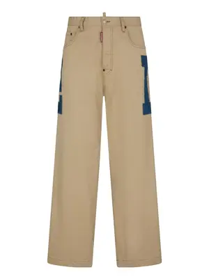 Dsquared2 Straight-leg Trousers With Logo Appliqu - Neutrals