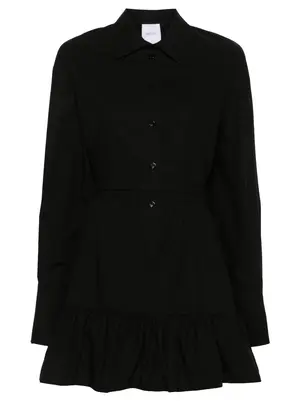 Patou Ruffled Mini Shirtdress - Black