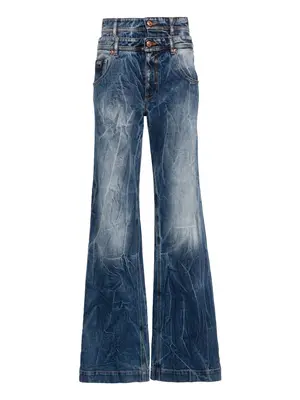 Versace Double-waist Wide-leg Jeans - Blue