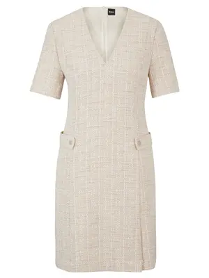 BOSS Tweed Mini Dress - Neutrals