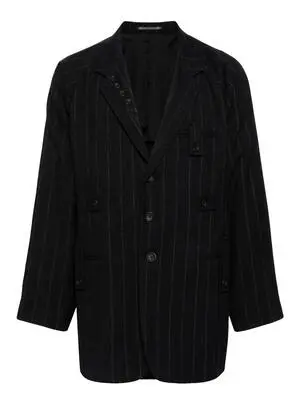 Yohji Yamamoto Pinstriped Single-breasted Blazer - Black