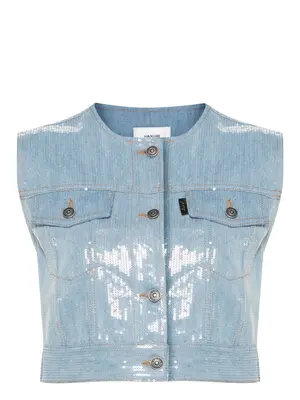 HAIKURE Judy Sequined Denim Gilet - Blue