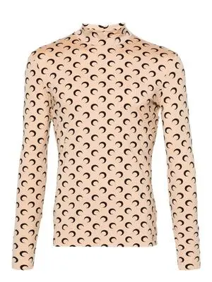 MARINE SERRE Crescent Moon Roll-neck Top - Neutrals