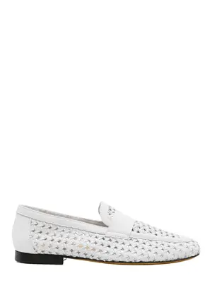 DOUCAL'S Interwoven Leather Loafers - White