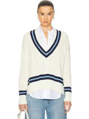Polo Ralph Lauren Cricket Pullover Sweater - Cream & Navy Stripe