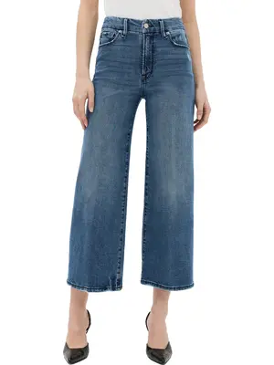 Good American Good Waist Palazzo Crop Jeans - Indigo338