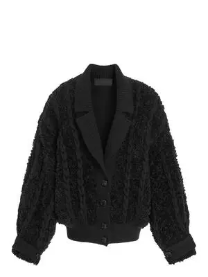 Valentino Garavani Textured Knit Mohair-blend Cardigan - Black