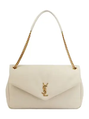 Saint Laurent Calypso Large Leather Shoulder Bag - White
