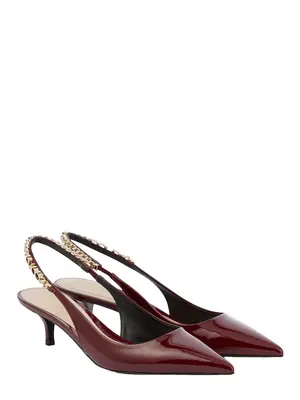 Gucci Signoria Patent Leather Slingback Pumps - Red