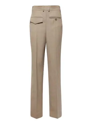 Victoria Beckham Virgin Wool Straight Trousers - Brown
