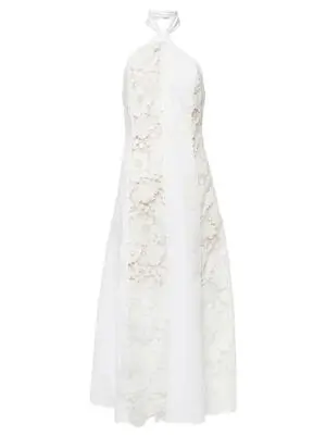OSCAR DE LA RENTA Halterneck Cotton Lace Midi Dress