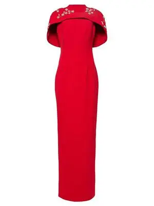 Safiyaa Embroidered Caped Gown - Red