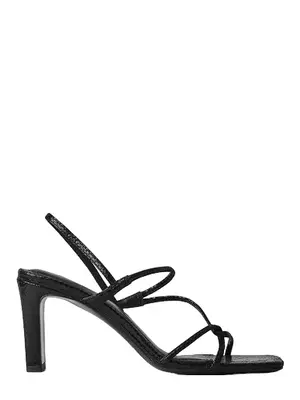 Sandro Embossed Leather Strappy Sandals - Black