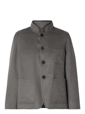 Loro Piana Leather-trimmed Cashmere Jacket - Gray