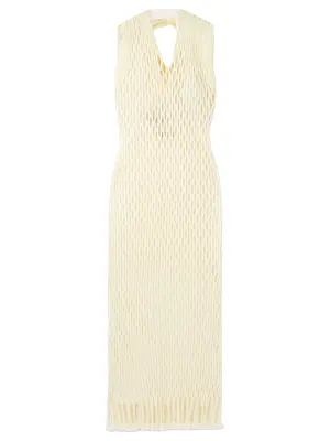 Proenza Schouler Fringed Mesh Halterneck Midi Dress - Ivory