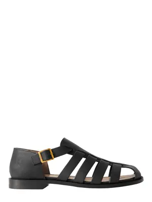 Loewe Campo Cutout Leather Sandals - Black