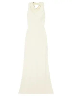 Staud Giuseppe Draped Crepe Halterneck Maxi Dress - Yellow
