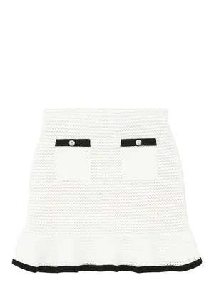 SELF-PORTRAIT Sequin-embellished Crocheted Mini Skirt - White