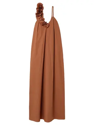 KIKA VARGAS Net Sustain Linda Appliquéd Maxi Dress - Brown