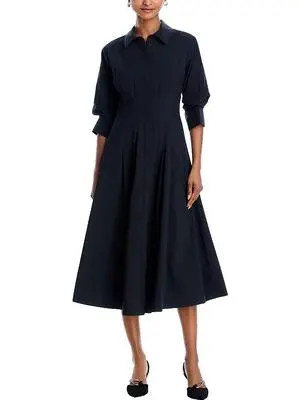 Simkhai Jazz Poplin Pintuck Midi Dress Black