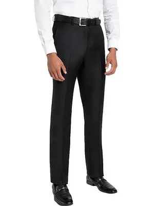 Santorelli Loro Piana Wool Regular Fit Dress Pants - Black