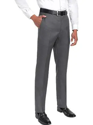 Santorelli Loro Piana Wool Regular Fit Dress Pants - Grey