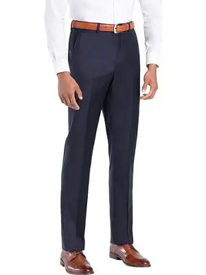 Santorelli Loro Piana Wool Regular Fit Dress Pants - Navy