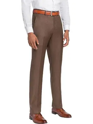 Santorelli Loro Piana Wool Regular Fit Dress Pants - Tobacco