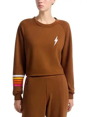 Aviator Nation Lightning Bolt Logo Sweatshirt Cinnamon/white/pink