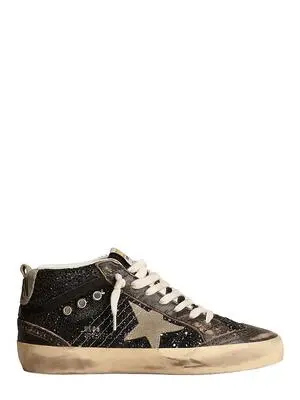 GOLDEN GOOSE Mid Star Glitter Lace Up Sneakers - Black/beige Black/ Taupe