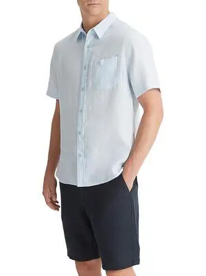 Vince Short Sleeve Linen Shirt - Glacier