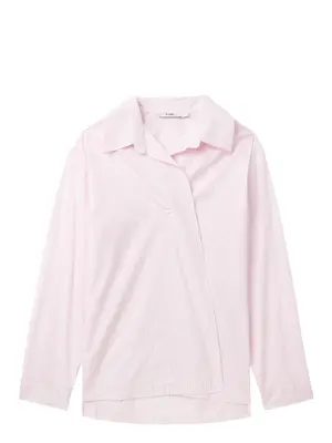 B+AB Asymmetric Striped Cotton Shirt - Pink