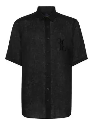 BILLIONAIRE Linen Silver Cut Shirt - Black