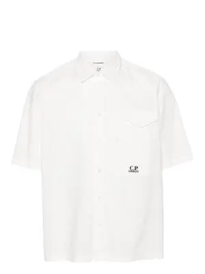 C.P. COMPANY Logo-embroidered Cotton Shirt - White