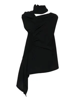 Issey Miyake Crepe Asymmetric Blouse - Black