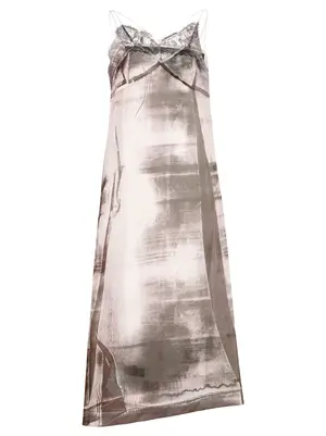 MAISON MARGIELA Freeze-frame Silk Midi Dress - Neutrals