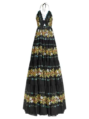 Etro Open Back Floral Maxi Dress - Black