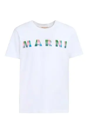 MARNI Gingham Logo-print Cotton T-shirt