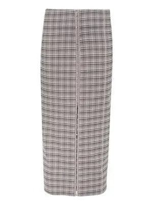 Remain Birger Christensen Palmer Checked Midi Skirt - Grey