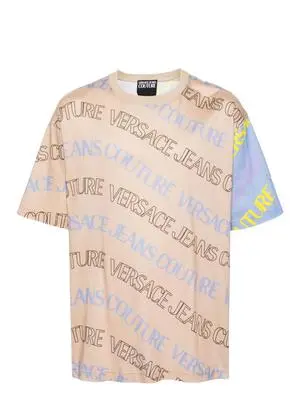Versace Logo-print Colour-block T-shirt - Neutrals