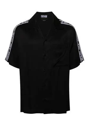 Versace Logo-tape Short-sleeve Shirt - Black