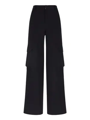 Gcds High-waisted Gabardine Cargo Trousers - Black