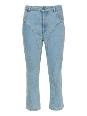 MUGLER High-rise Cropped Jeans - Blue