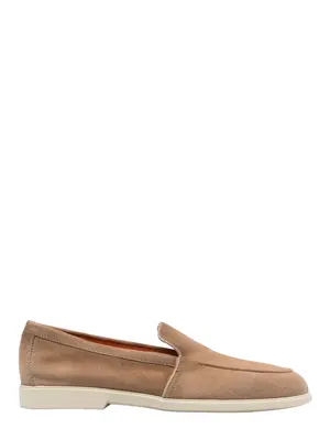 Santoni Almond Suede Loafers - Brown