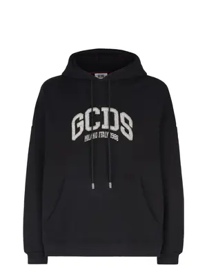 Gcds Logo-embellished Cotton Hoodie - Black