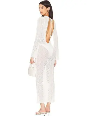 MORE TO COME Dylan Deep V Maxi Dress - Ivory