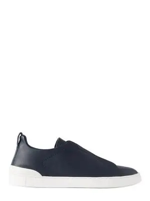 Zegna Triple Stitch™ SECONDSKIN Leather Sneakers Blue