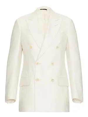 TOM FORD Silk Cotton Cannete Atticus Double Breasted Jacket - Ivory